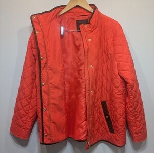Talbots | Jackets & Coats | Talbots Quilted Barn Jacket In Neon Orange ...